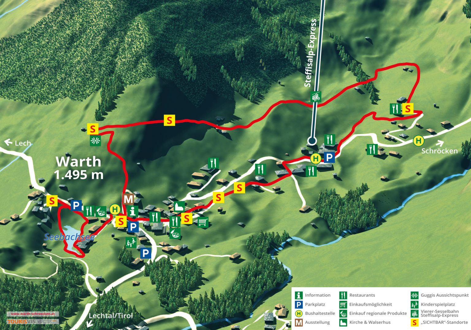 3D Panoramakarte Wandern – Dorfrundweg Warth | TOURISVIS